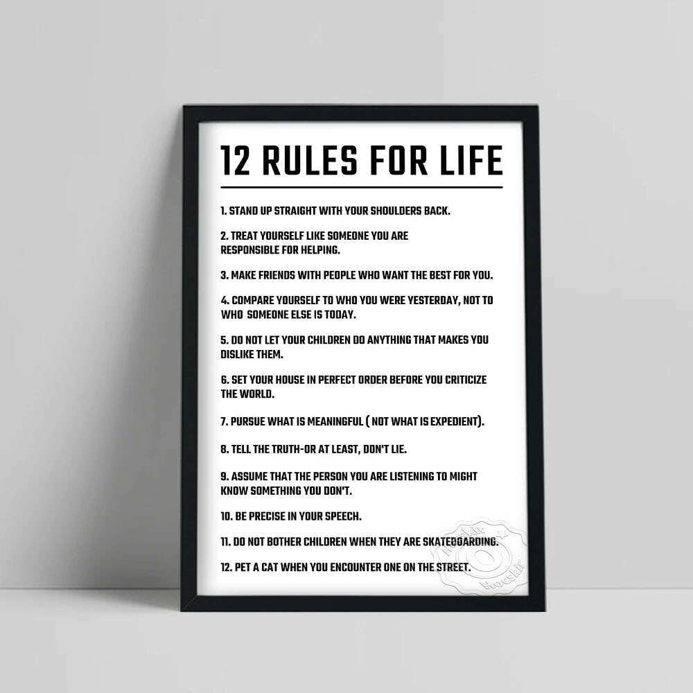 Twelve Rules Of Life Poster, Jordan Peterson 12 Principles Wall Art ...