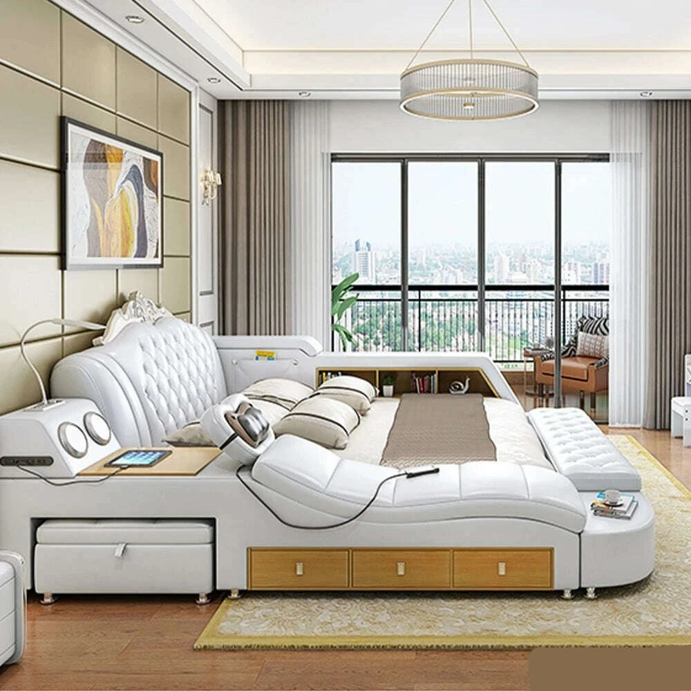 MANBAS Ultimate Bed Frame Tech Smart Multifunctional Bed with Genuine ...