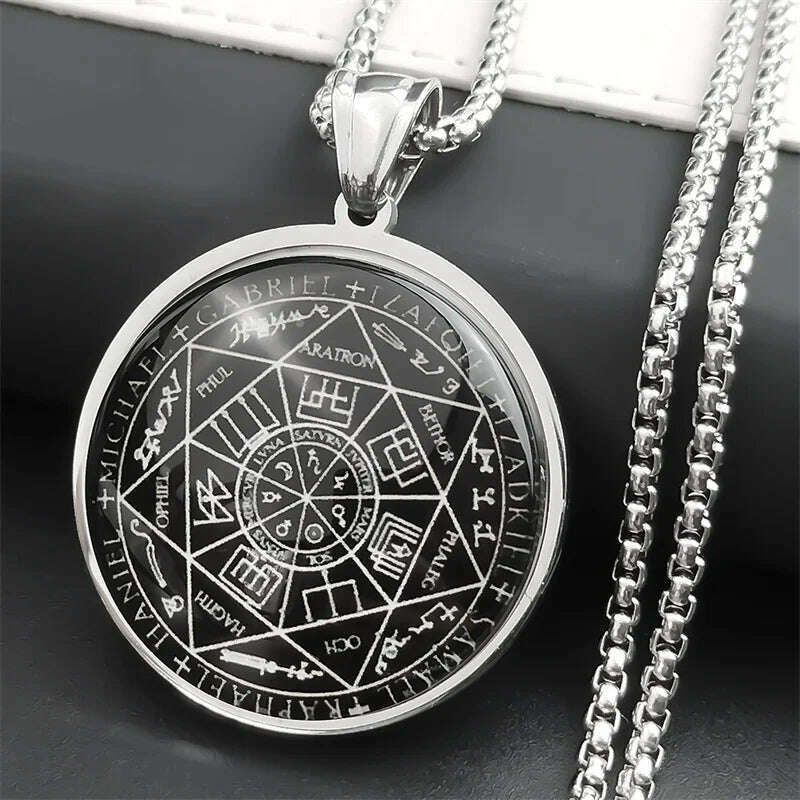 Seal of Seven Archangels Medal Stainless Steel Glass Necklace Seal of ...