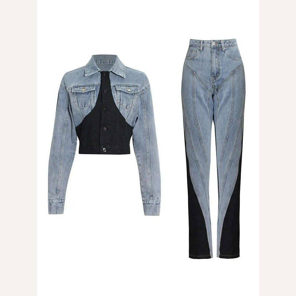 twotwinstyle-hit-color-patchwork-denim-two-piece-sets-women-long-sleeve ...